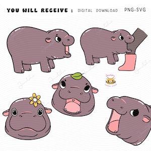 Pygmy Hippo Doodle PNG SVG: Playful & Grumpy Clipart (digital Download ...