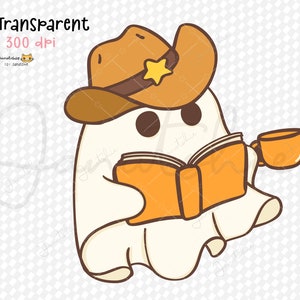 Cute Halloween Cowboy Ghost Set | Kawaii Western Ghost Clip Art Hand ...