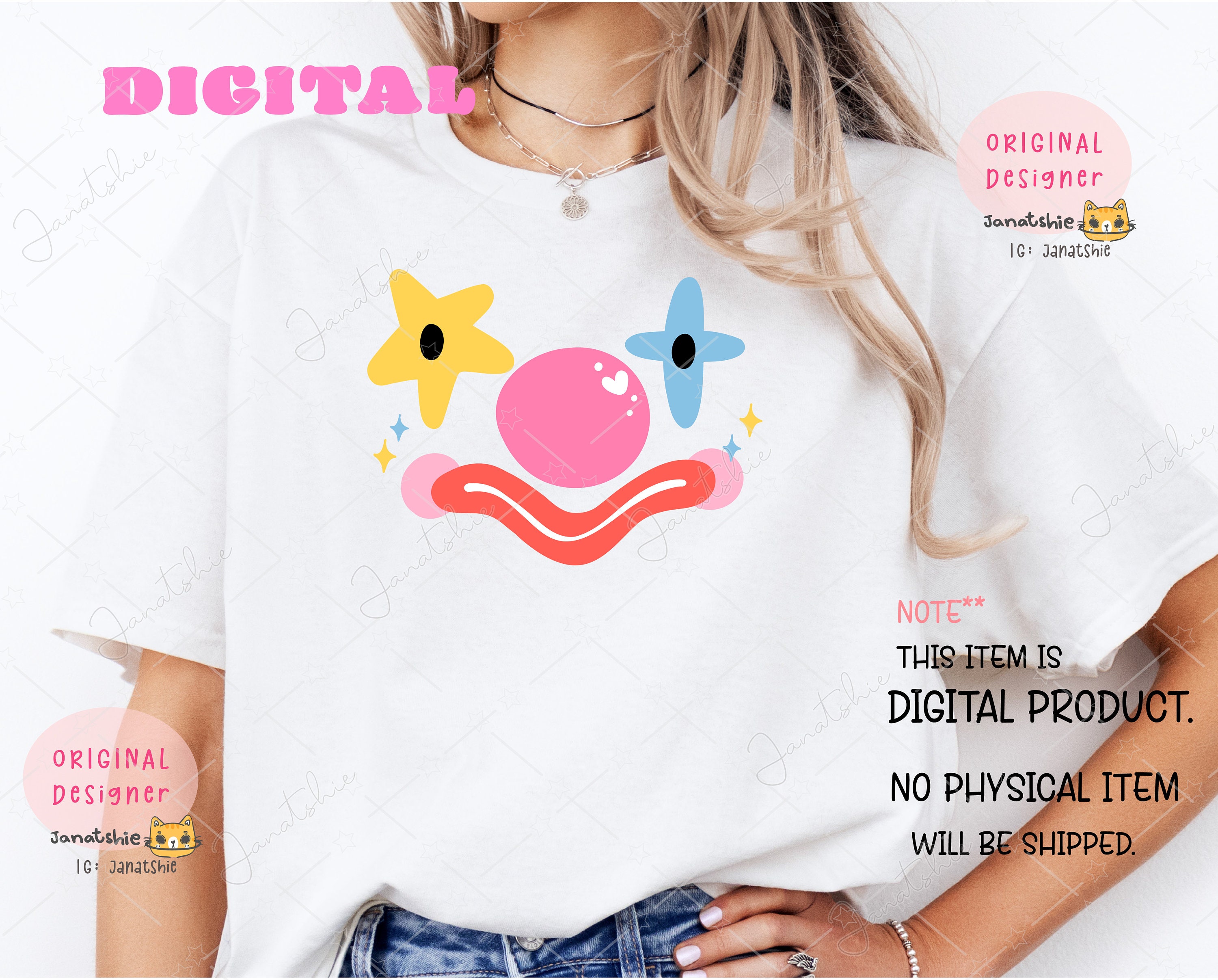Clown Face SVG, Trendy Minimal Clowncore Design, T-shirt Sublimation ...