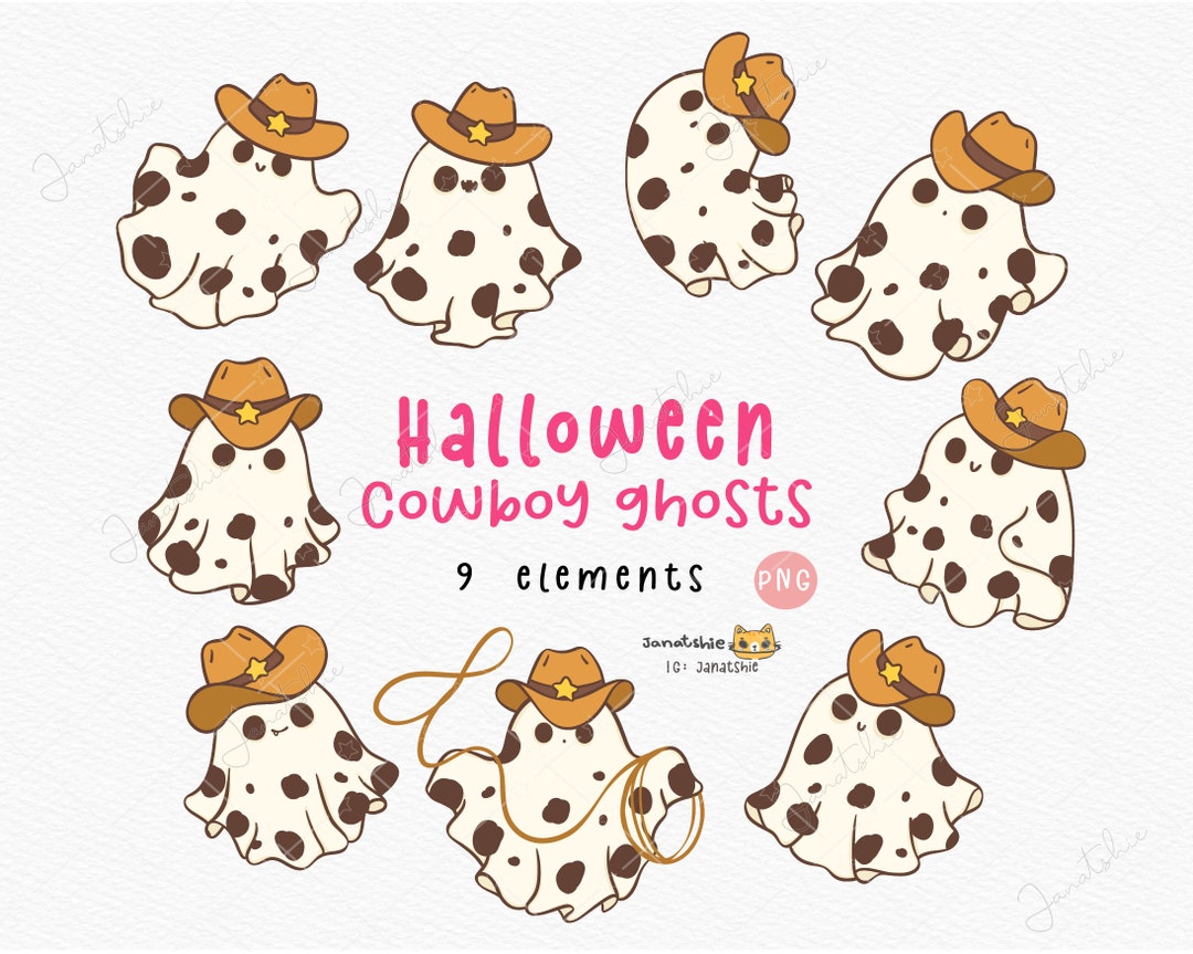 Western Ghost Png Cowboy Halloween Ghost Clip Art Hand Drawings ...