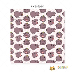 Baby Pygmy Hippo Seamless Pattern Baby Pygmy Hippo Repeat Background ...