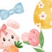 Cute Easter Bunny Watercolor Clipart Set, Cute Baby Pink Rabbit ...