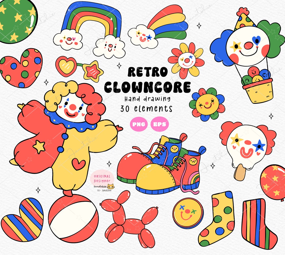 Clowncore Png, Clowncore Accessories, Cute Clown Circus Kidcore Png ...