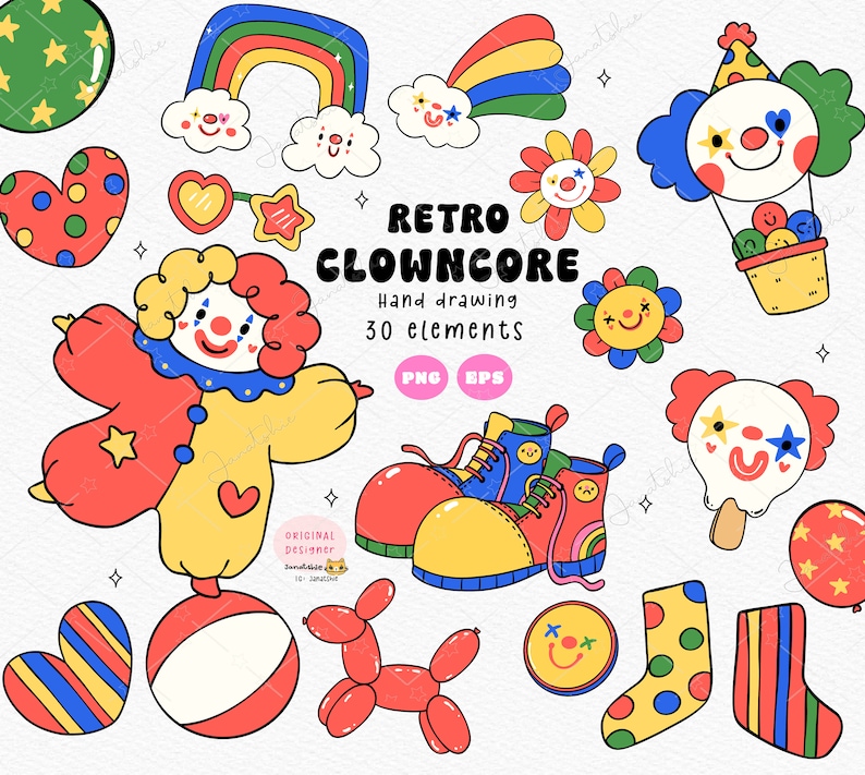Clowncore PNG Clipart, Kidcore Stickers, T-shirt Sublimation (digital ...