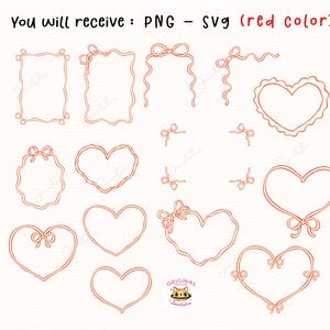 Retro Squiggle Bows Clipart: Wavy Frames & Borders, Valentine's Day ...