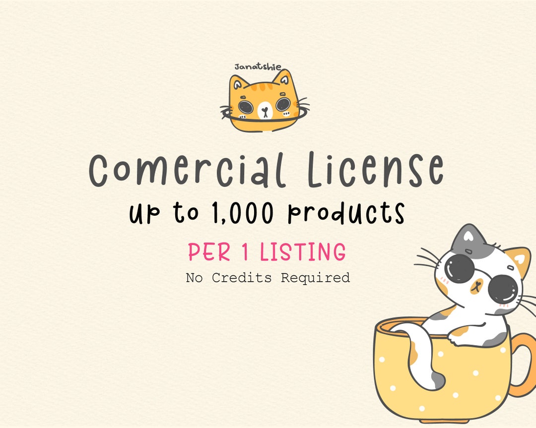 For 1 Listing Extended Commercial License Use up to 1,000 Products - Etsy