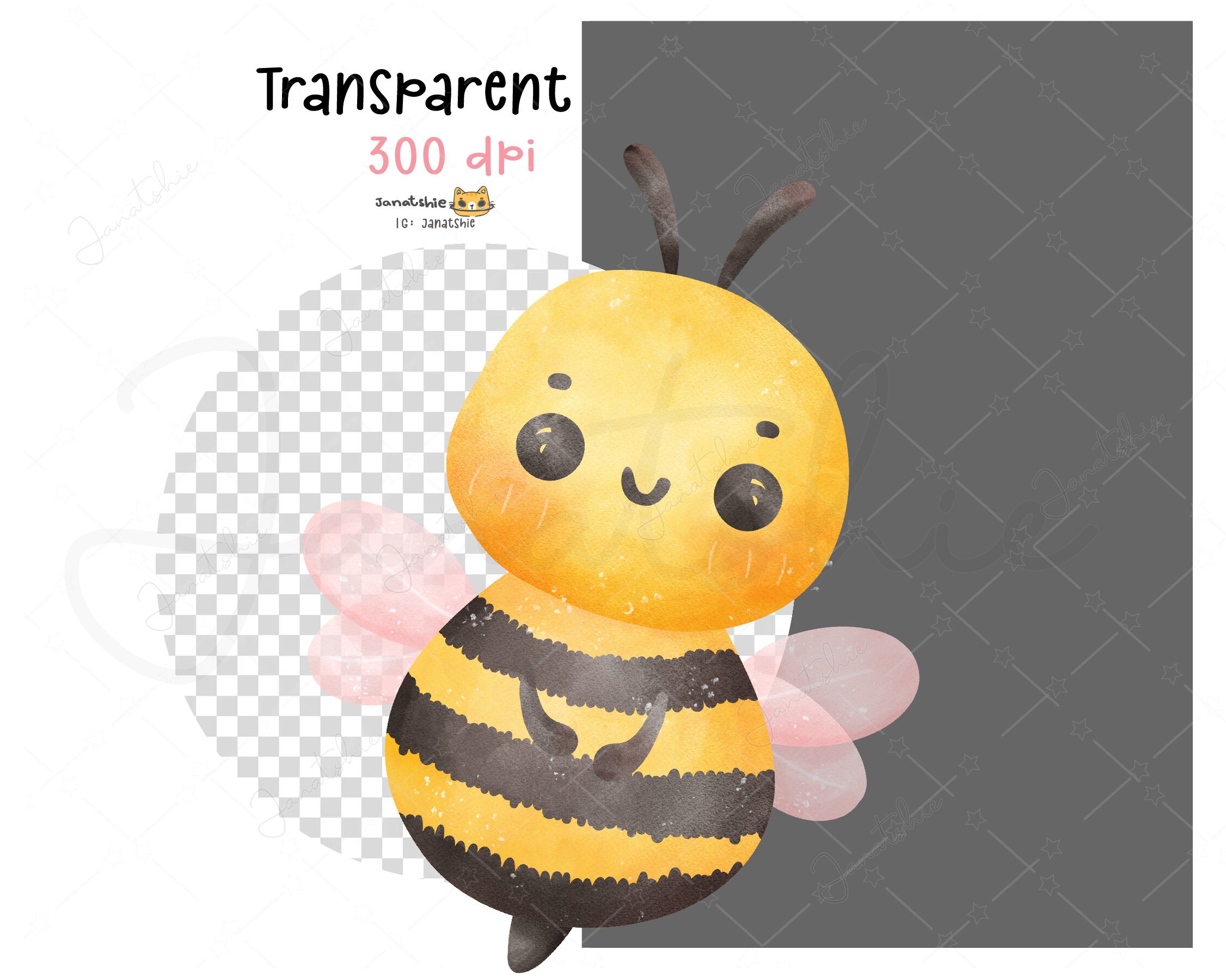 Kawaii Honeybee Watercolor Clipart: Baby Bee PNG (digital Download) - Etsy