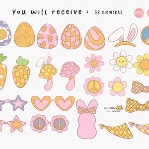 Groovy Retro Easter PNG, Disco Spring Bunny Png, Groovy Easter Png ...