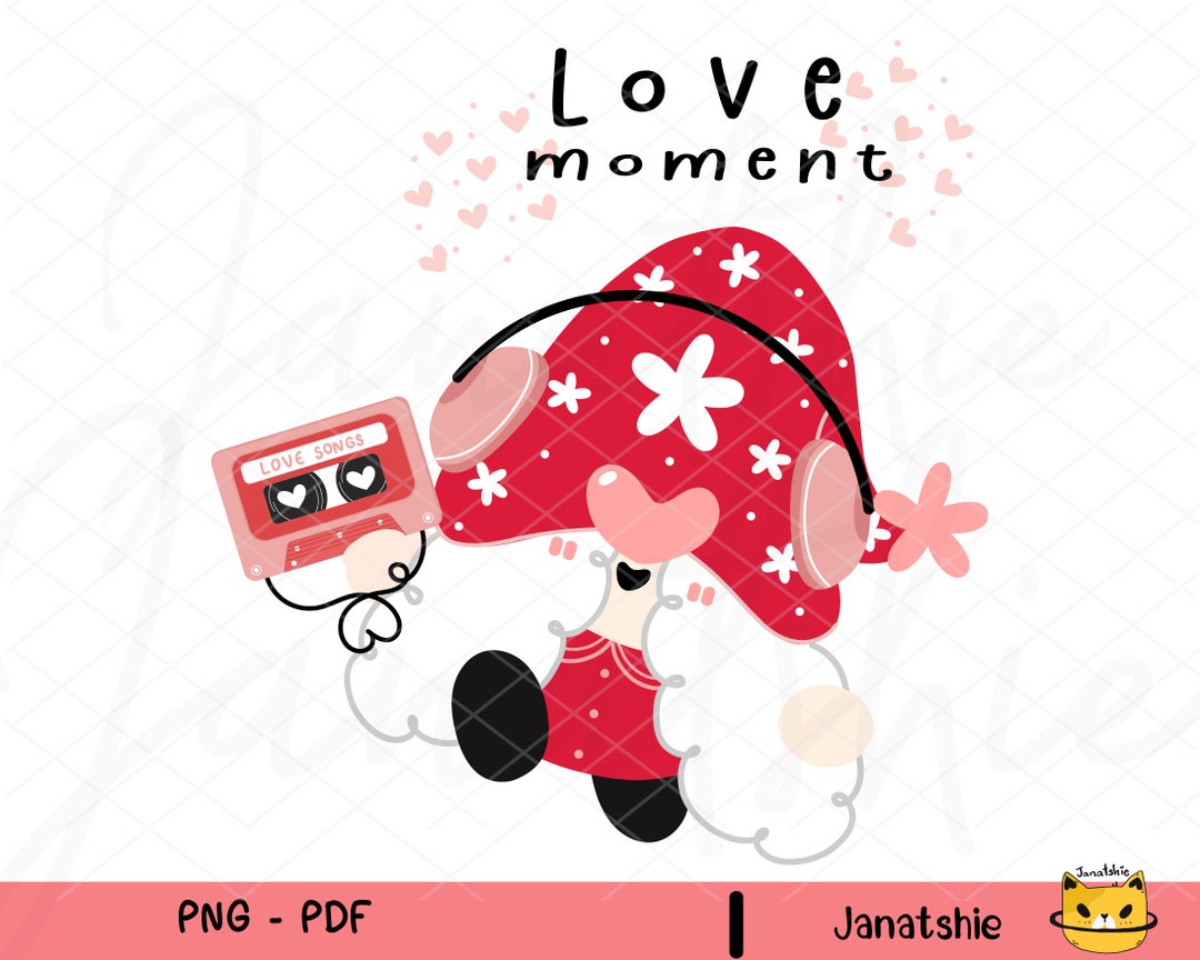 Cute Valentine Love Gnome Cartoon Flat Design, Happy Gnome Girl With ...