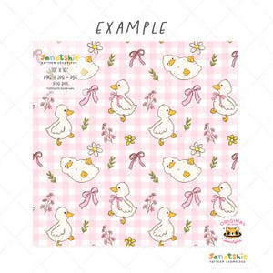 Cute Spring Duck Pink Gingham Seamless Pattern, Coquette Duck With Bow ...