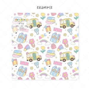 Pastel School Supplies Seamless Pattern: Girl Back to School (digital ...