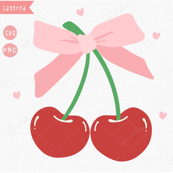 Cherrys With Bow Svg - Etsy