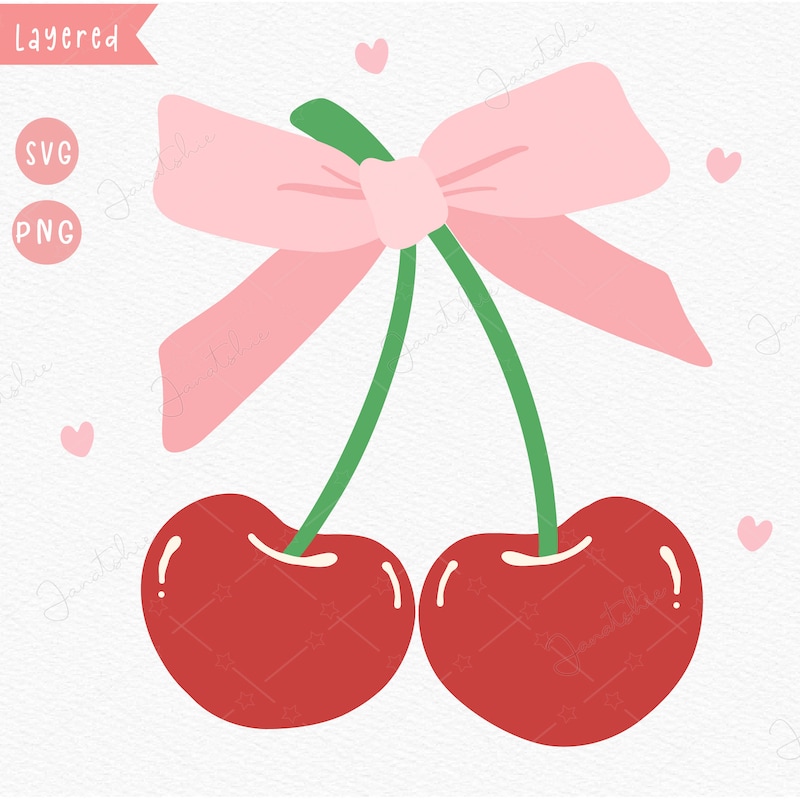 Cherry With Bow Svg - Etsy