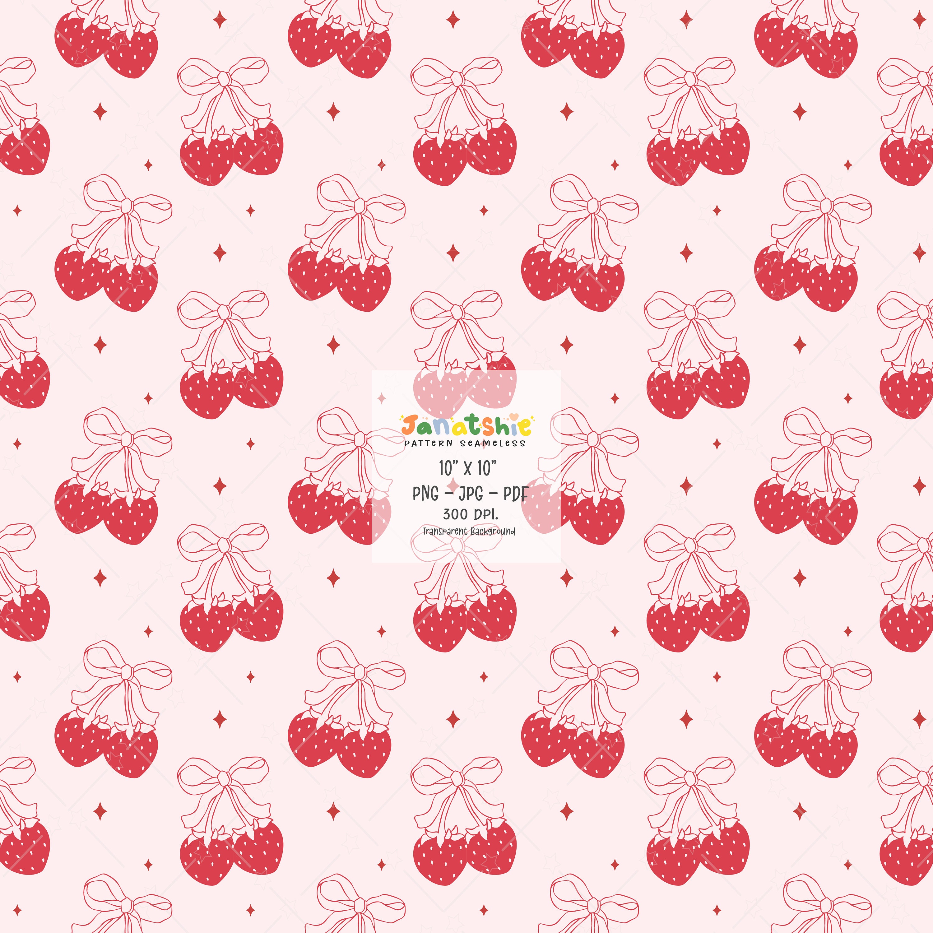 Coquette Strawberry Pattern Seamless, Preppy Strawberry With Bow PNG ...