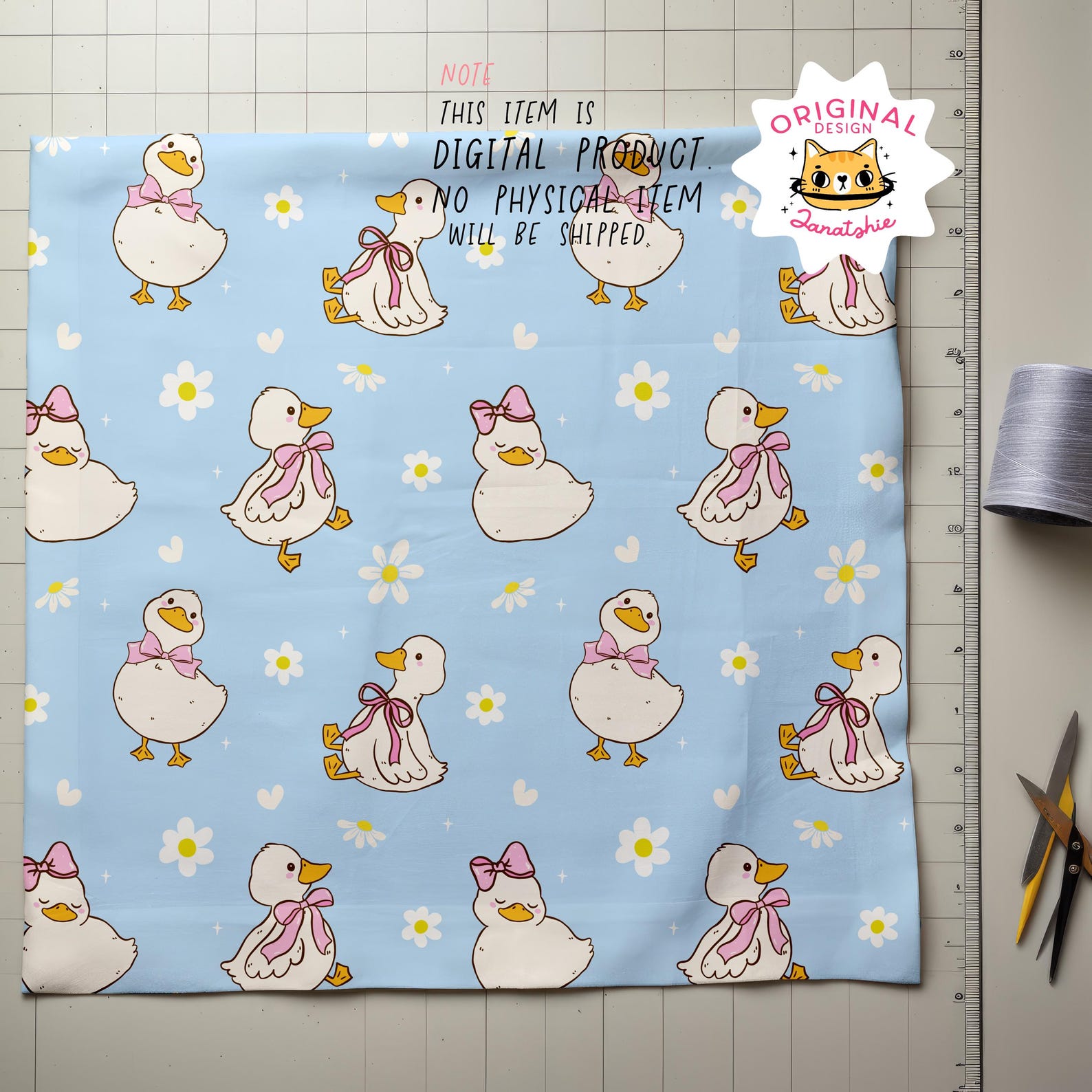 Cottagecore Duck Seamless Pattern: Spring Coquette Fabric Print (PNG ...