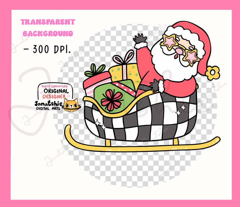 Groovy Retro Christmas Clipart Set: Santa, Reindeer & Doodles (PNG, EPS ...