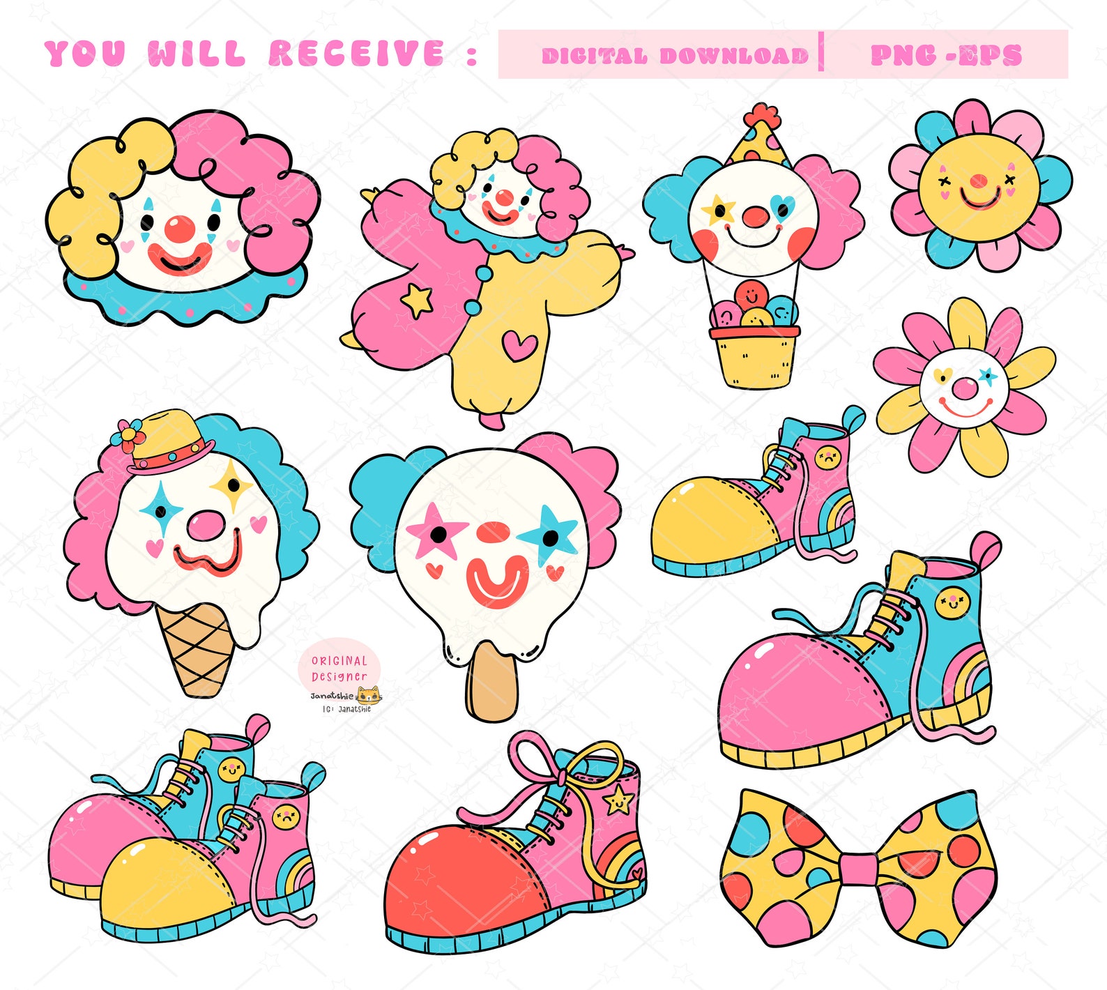 Pastel Clowncore PNG Clipart, Circus Kidcore Design (digital Download ...