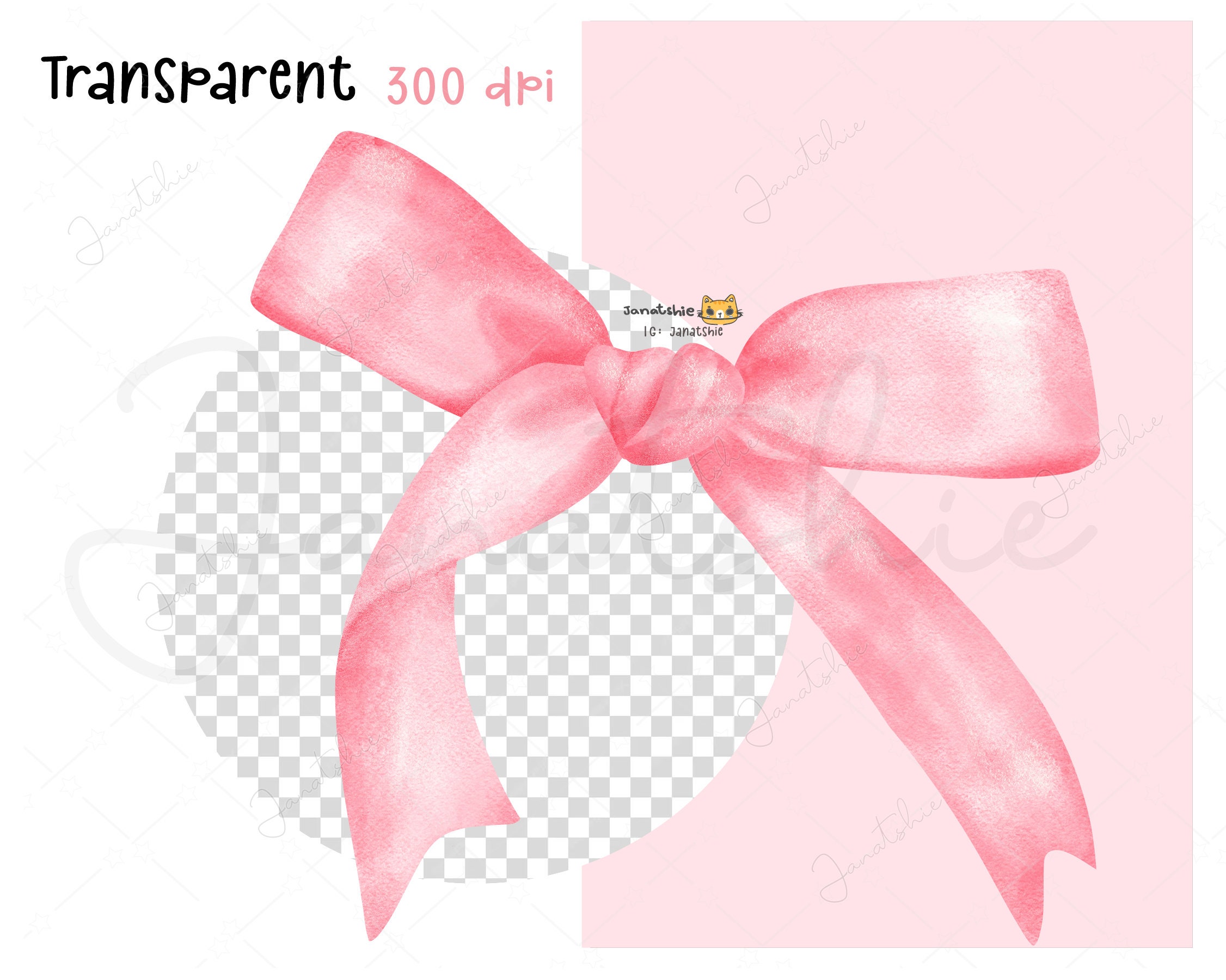 Pink Coquette Ribbon Bow Watercolor PNG Set Elegant and Charming ...