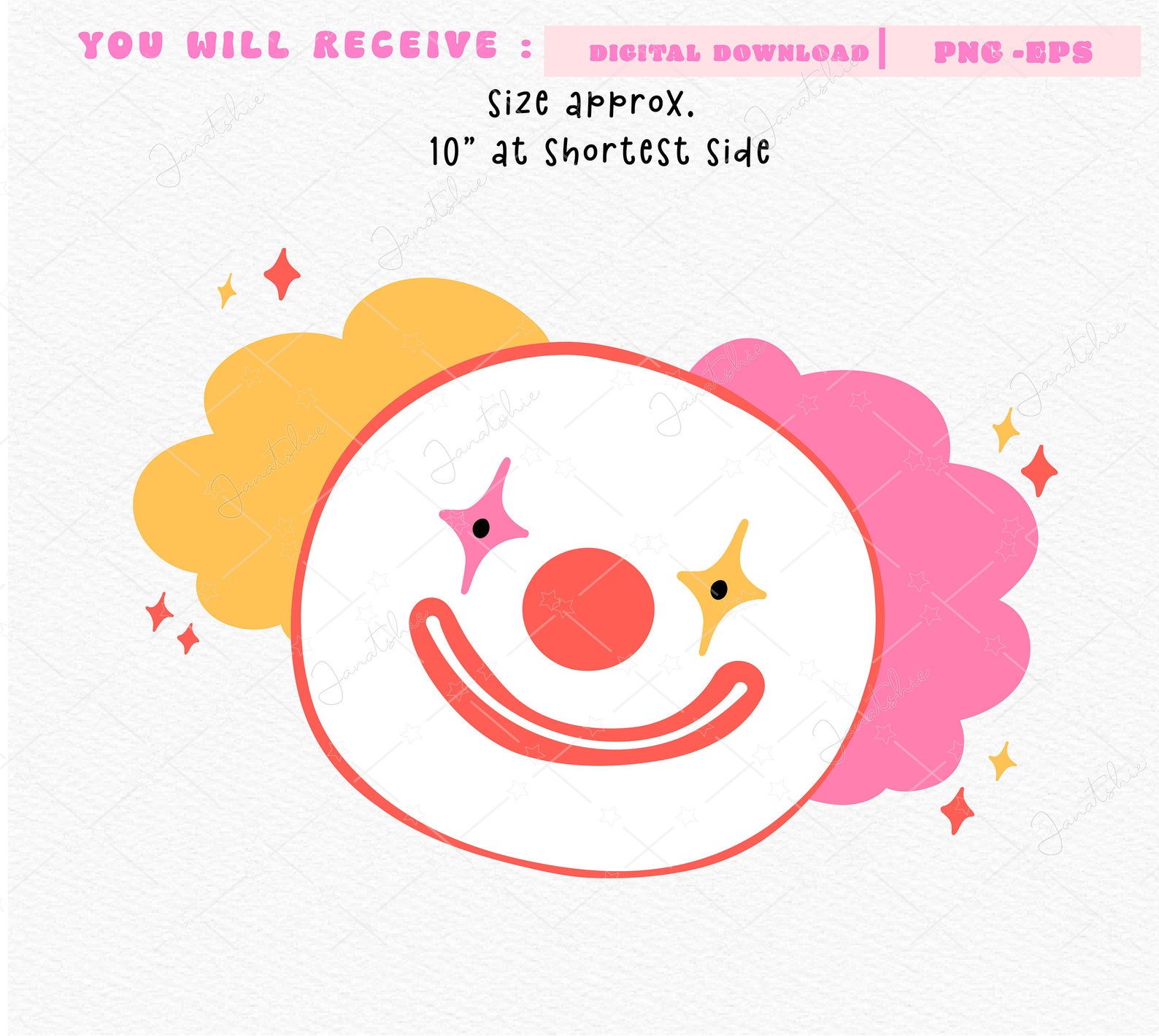 Clowncore Svg, Cute Clown Face Svg Trendy Minimal Design Idea for ...