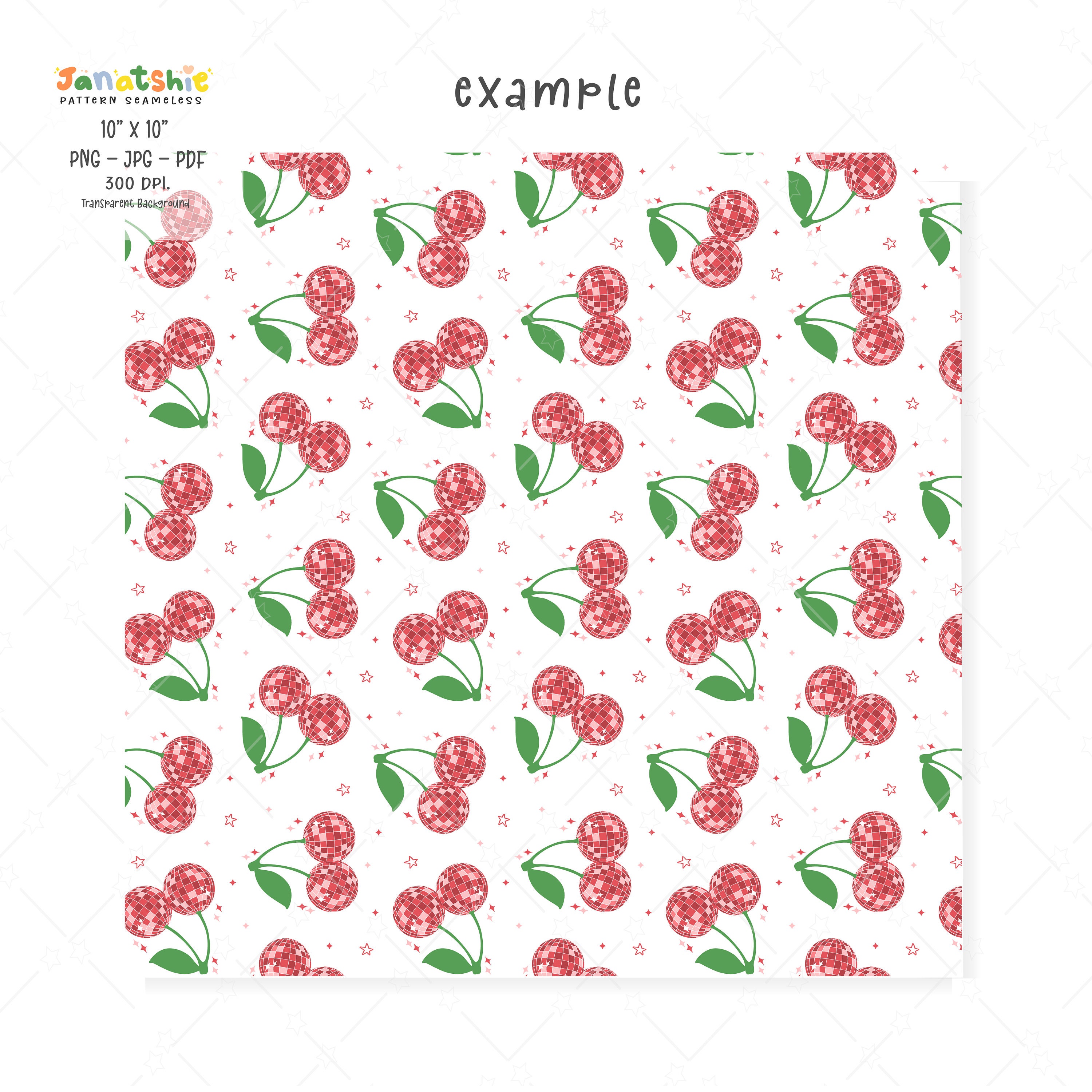 Disco Ball Cherry Seamless Pattern Retro Red Cherries Disco Ball Groovy ...