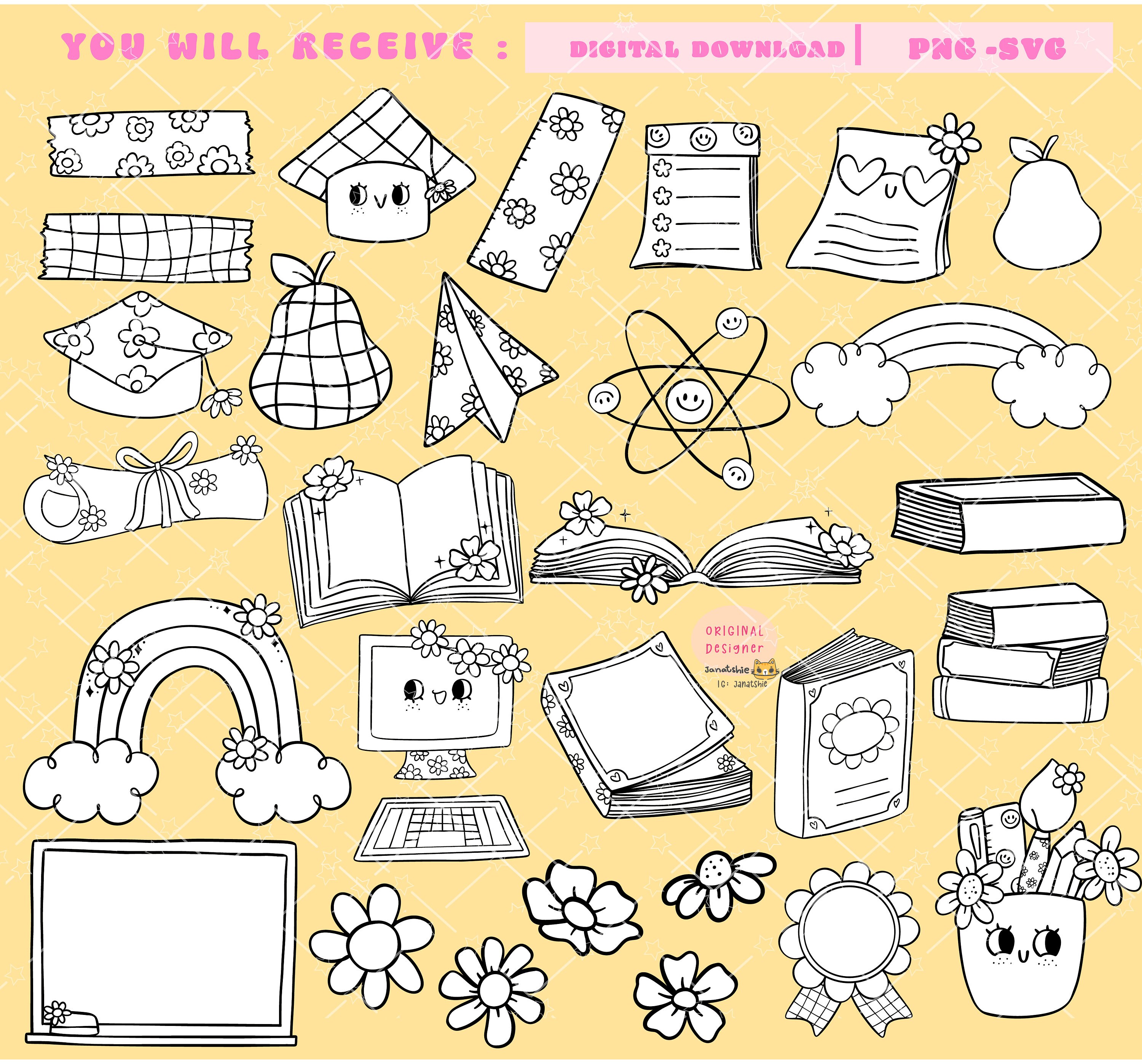 Groovy School Png Outline Coloring Image Retro Teacher Png Back to ...