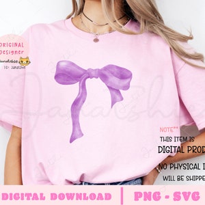 Purple Coquette Bow Clipart Set | Watercolor Ribbon & Cherry Heart Bow ...