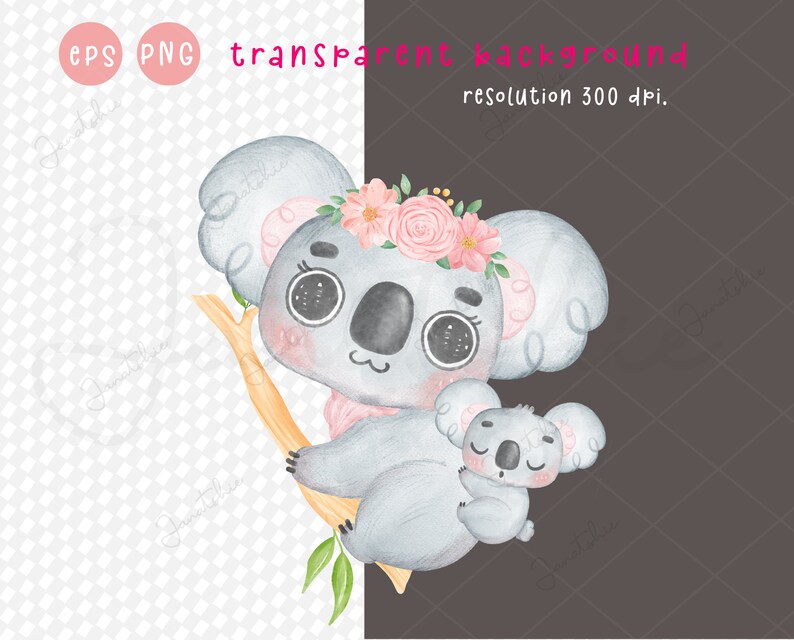 Koala Mother and Baby Watercolor Clipart Set: Heartwarming Mothers Day ...
