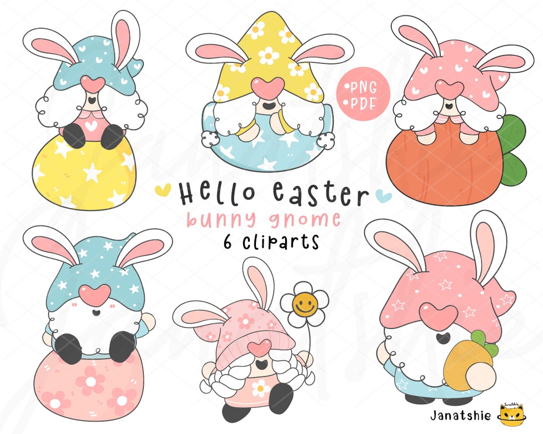 Easter Gnome Clipart, Spring Gnome PNG Set, Scandinavian Gnomes Easter ...