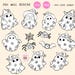 Retro Halloween Ghost Clipart Set: Groovy Kawaii Flower Doodles (SVG ...