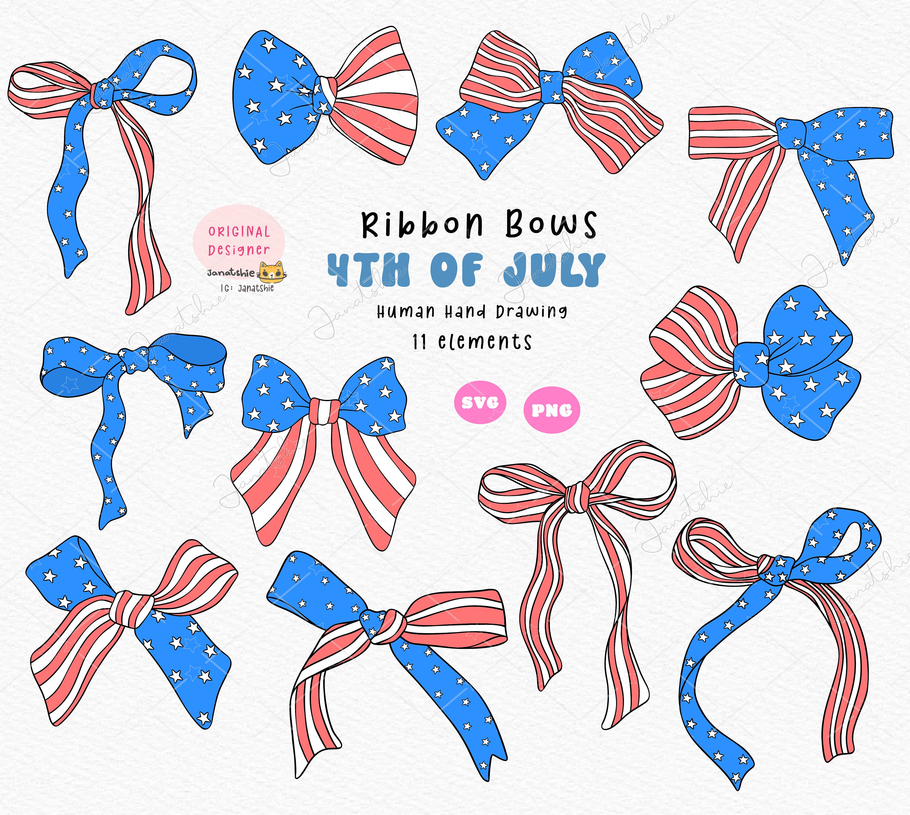 Coquette Bow 4th of July Bow Svg Clipart Set Independence Ribbon Bow ...