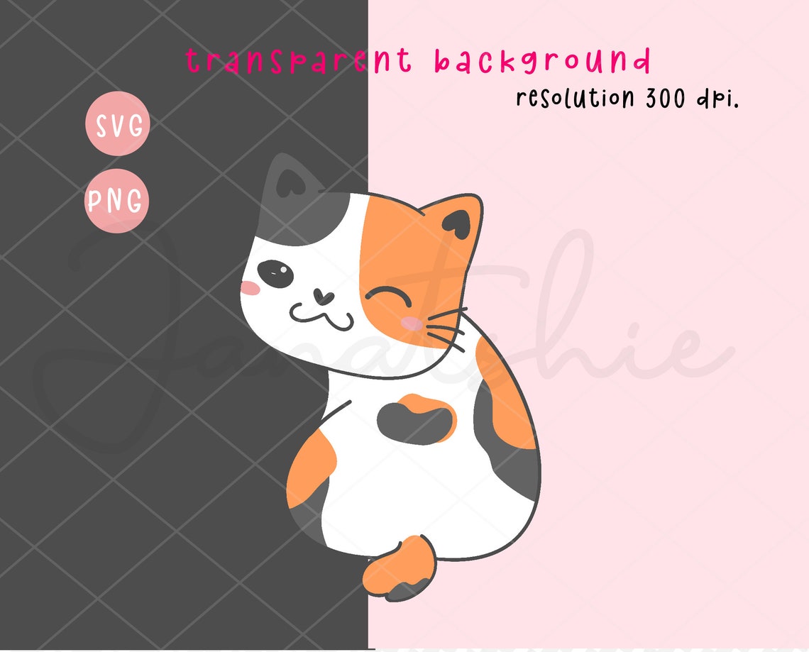 Cat Clipart Set Cute Calico Cat Png Digital Clip Art With - Etsy