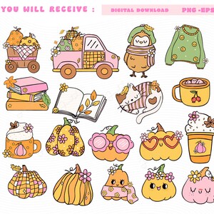 Retro Autumn PNG Groovy Pumpkin Clipart Fall PNG Cozy Autumn Vibes ...
