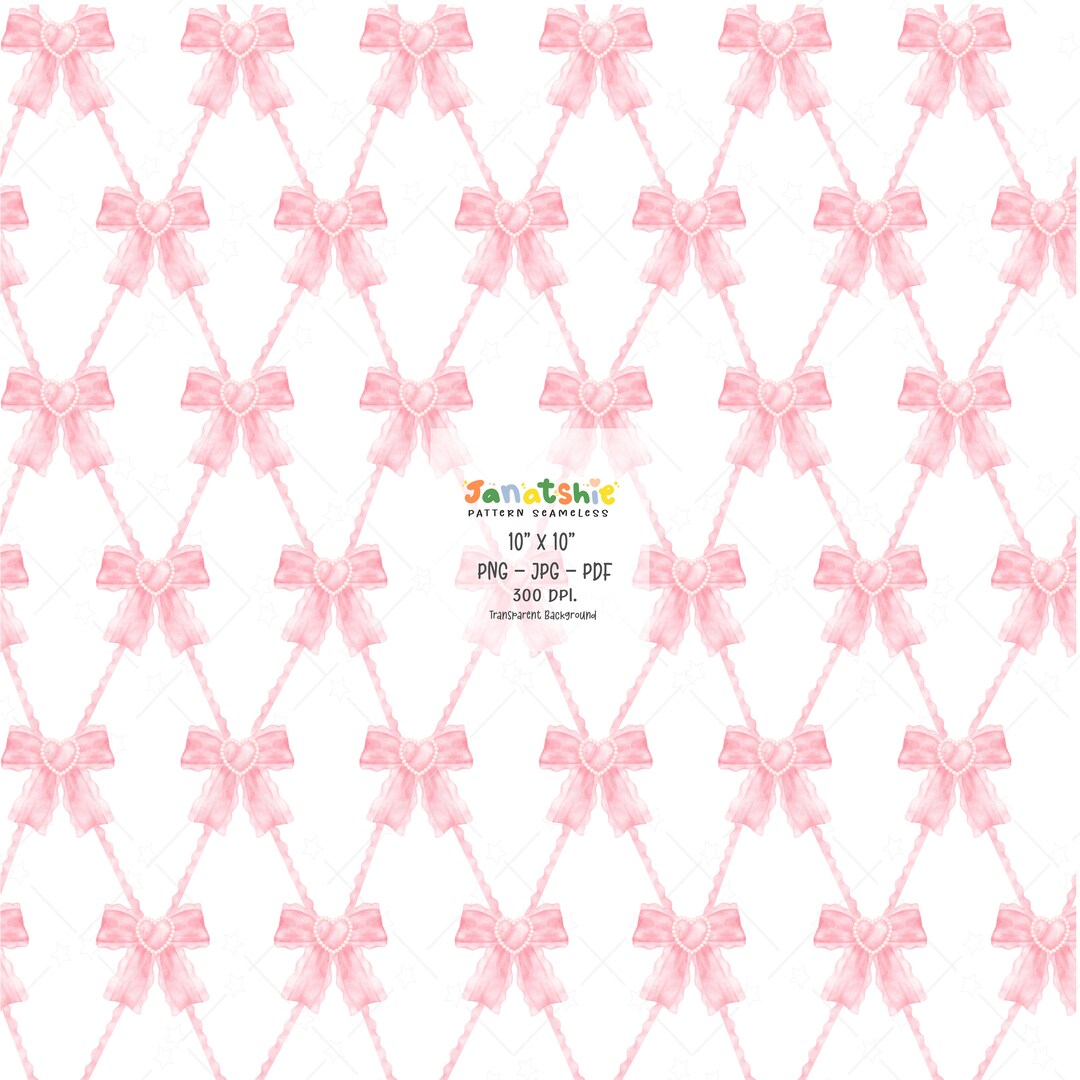 Coquette Pattern Seamless Cute Preppy Pink Ribbon Bow Watercolor ...