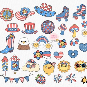 Groovy 4th of July PNG Retro Funky Disco Fourth of July Clipart Hippie ...