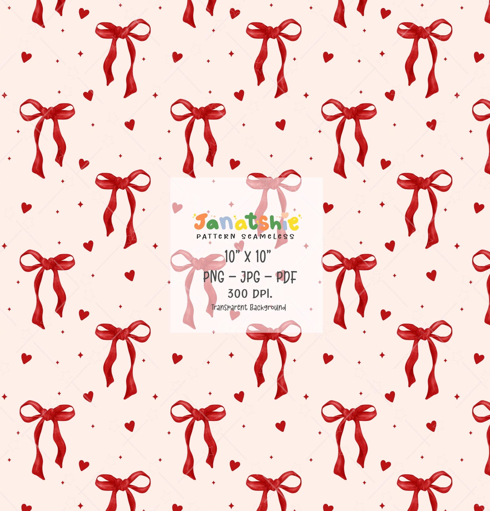 Red Coquette Bow Pattern: Valentine's Day & Christmas Day Digital Paper ...