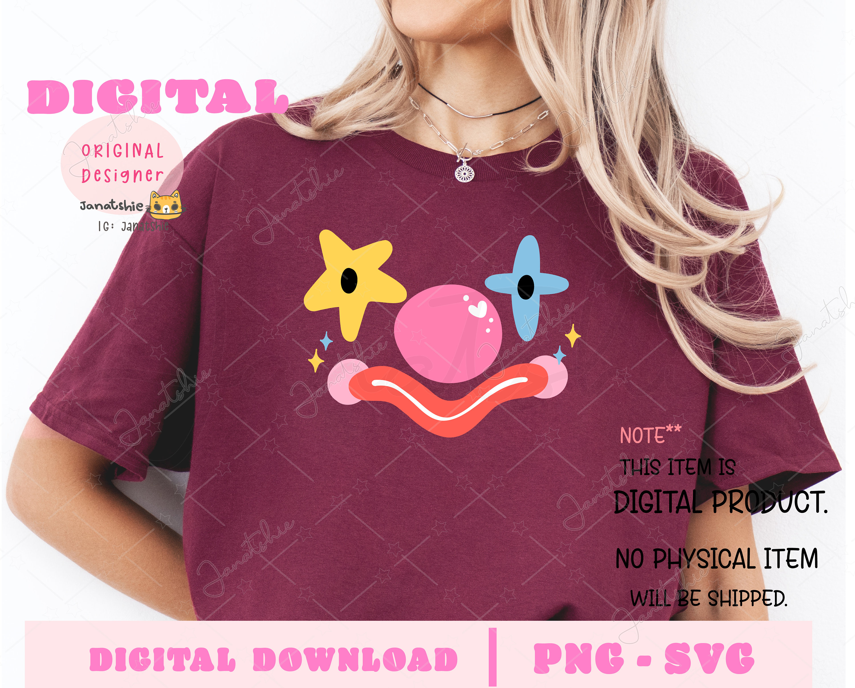 Clown Face SVG, Trendy Minimal Clowncore Design, T-shirt Sublimation ...