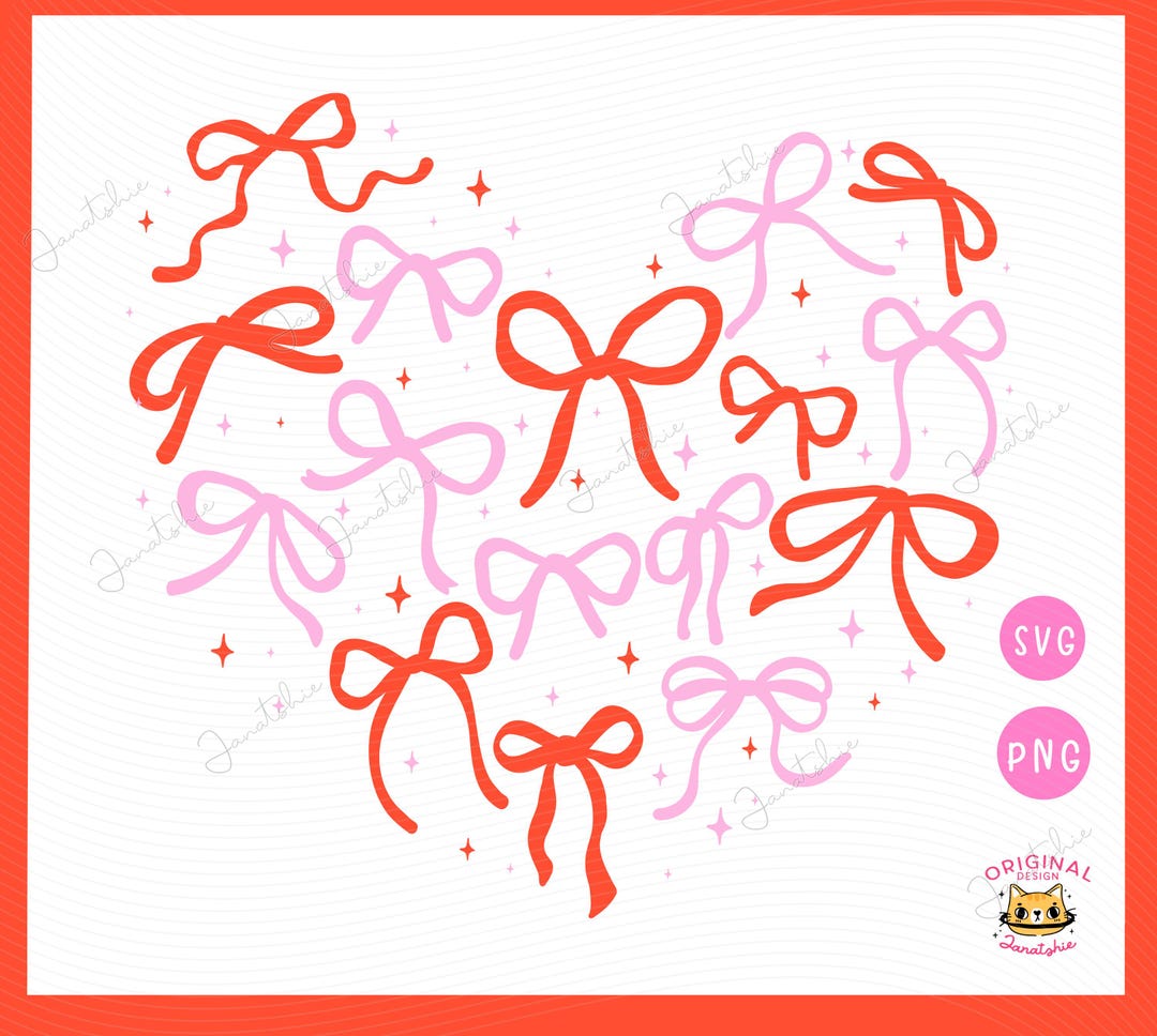 Coquette Heart Bow Svg Png Retro Whimsical Valentine Wavy Bows in Heart ...