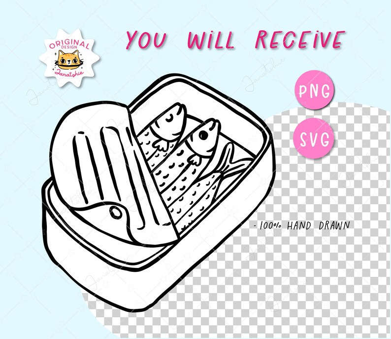 Girly Fisherman Sardine Clipart Set: Black & White Coquette Doodles ...