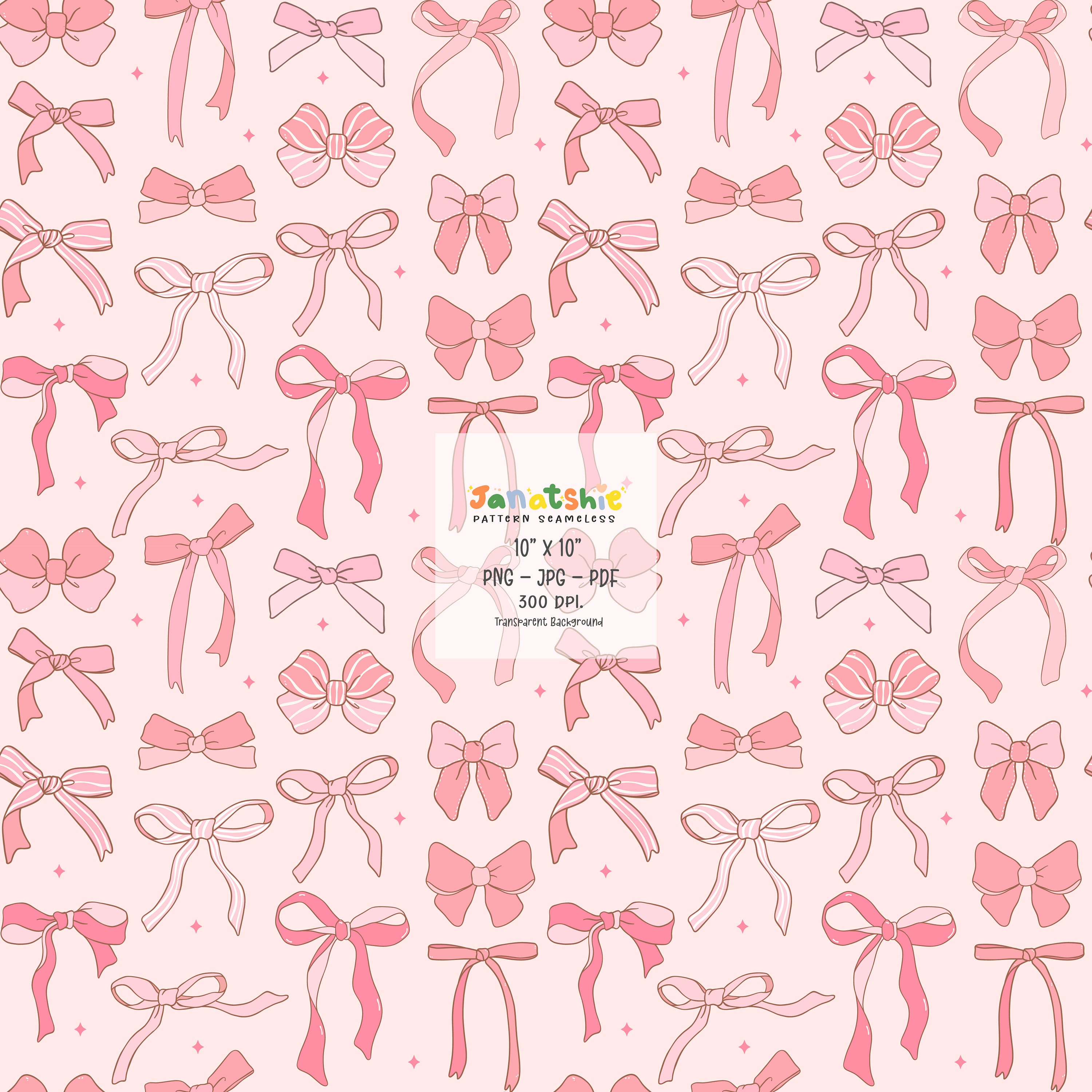 Coquette Bow Pattern Seamless File Cute Preppy Pink Ribbon Bow Doodle ...