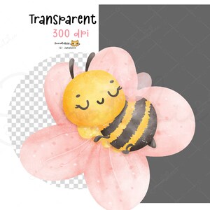 Bee Clipart Png, Honeybee Watercolor Clipart, Kawaii Cartoon Character ...