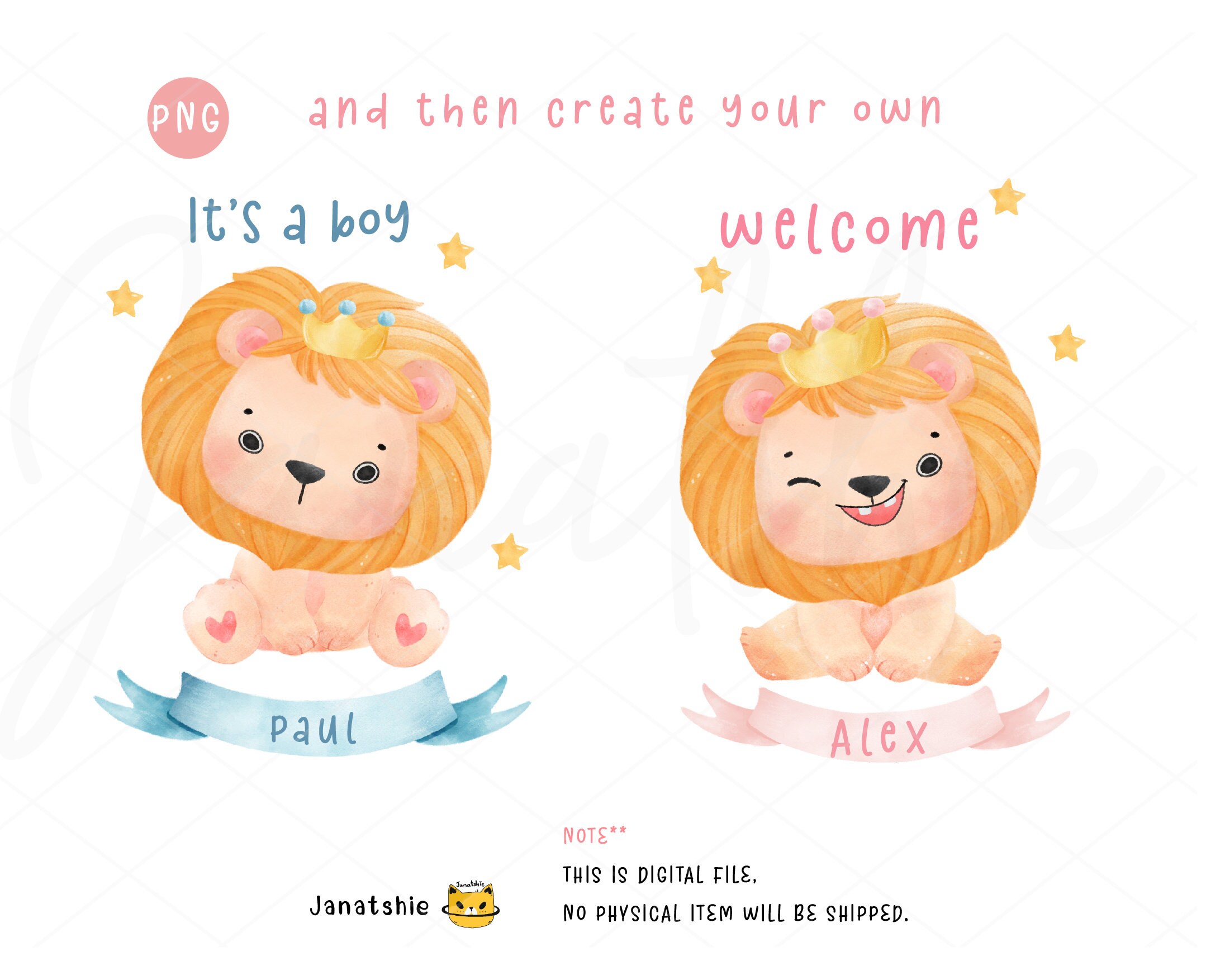 Cute Baby Lion Watercolor PNG Clipart Set Adorable Child Like - Etsy