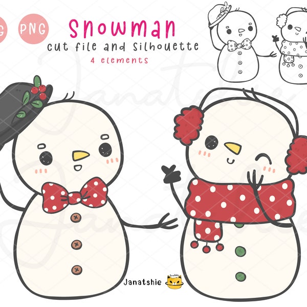 Cute Snowman Svg - Etsy