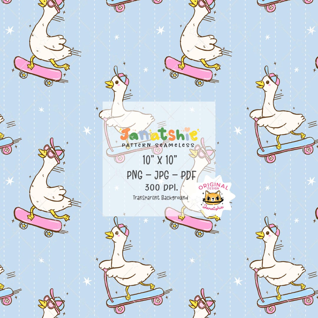 Cute Silly Goose on the Loose Seamless Pattern | Digital Paper PNG ...