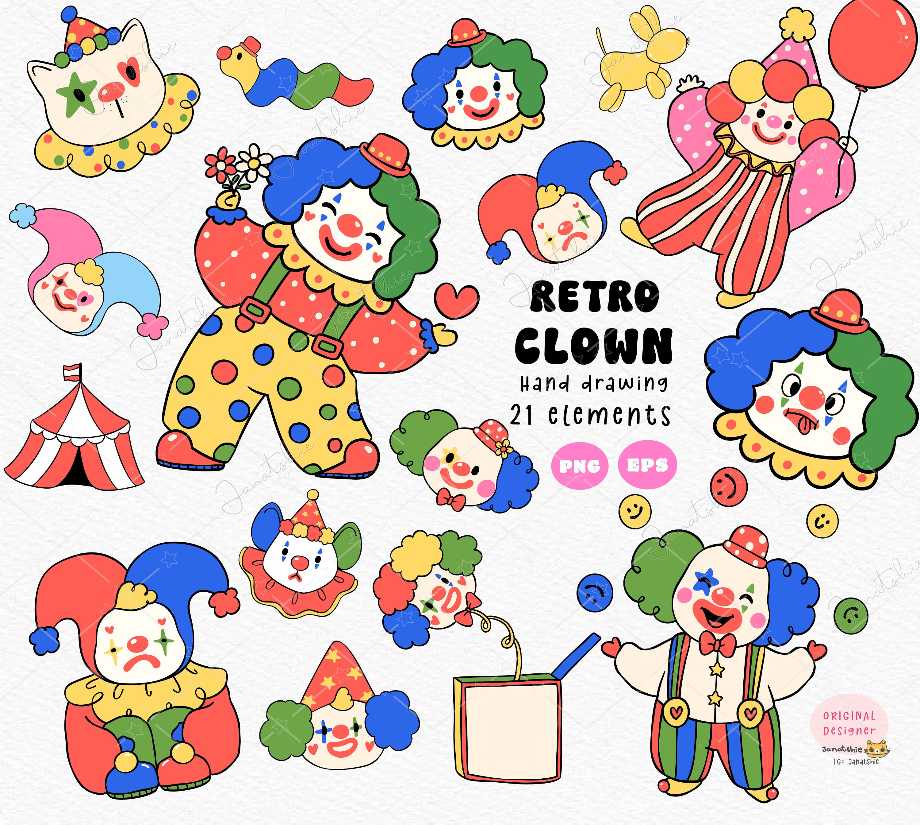 Clowncore PNG Clipart, Circus Kidcore, Digital Sticker Design (21 ...