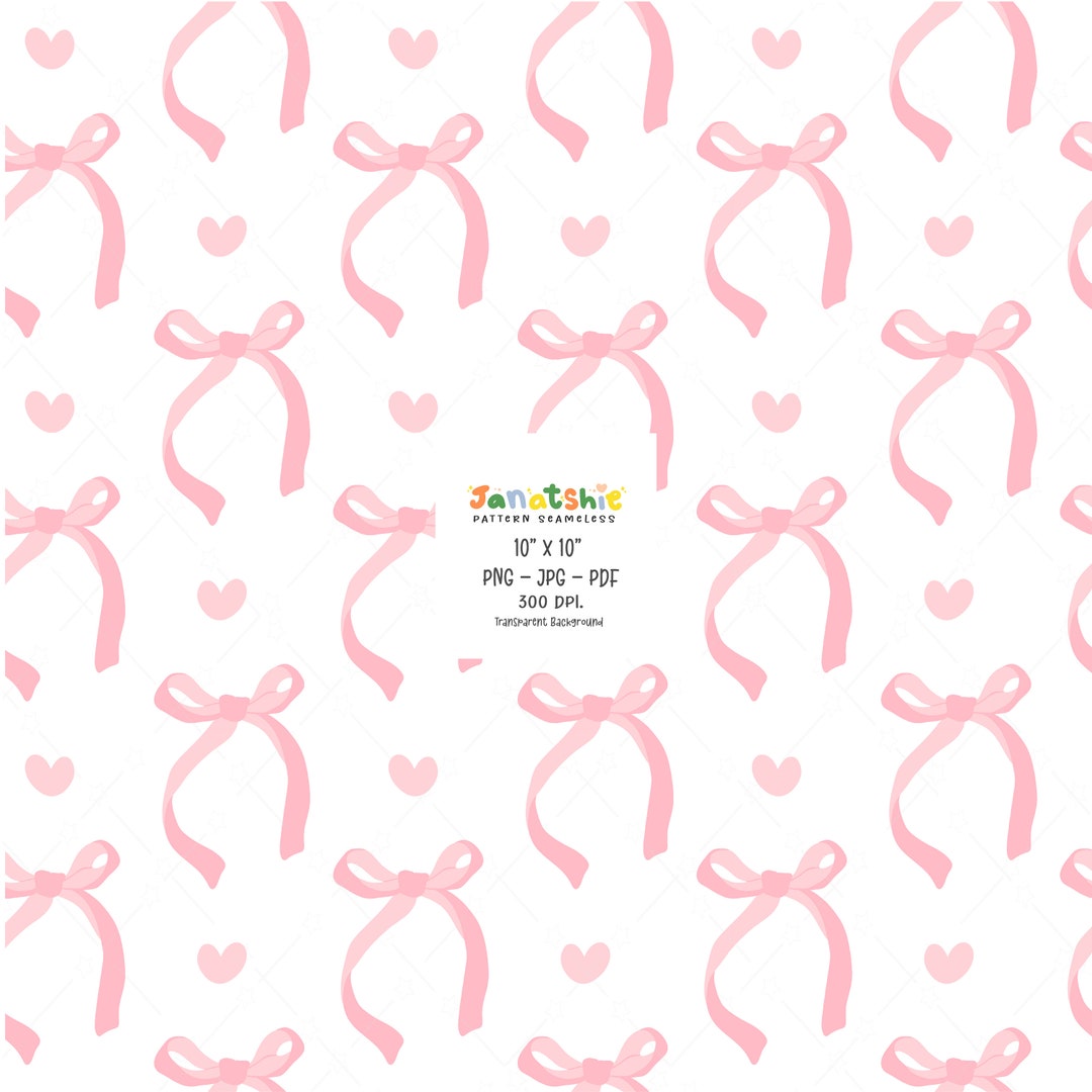 Coquette Pattern Seamless Cute Preppy Pink Ribbon Bow - Printable ...