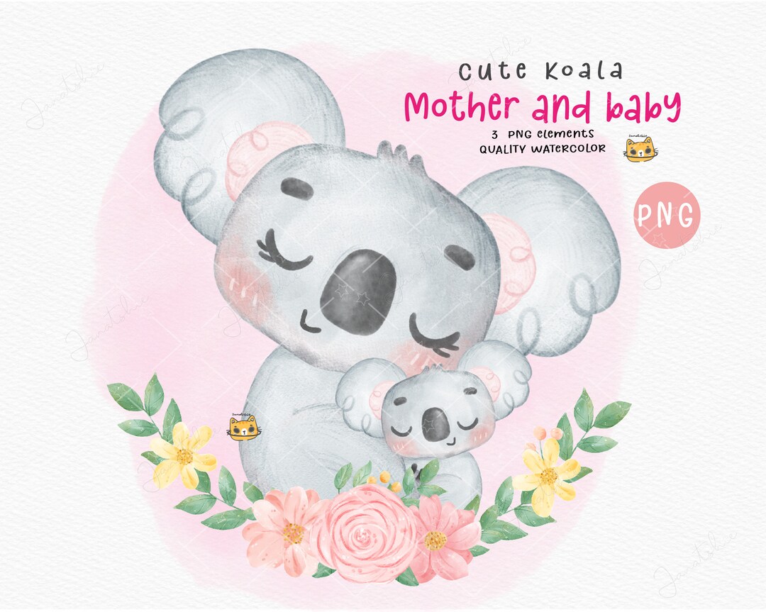 Koala Mothers Day Png Mom and Baby Watercolor Australia Animal Mothers ...