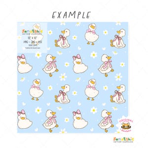 Cute Spring Duck Seamless Pattern, Coquette Duck With Bow & Daisy ...