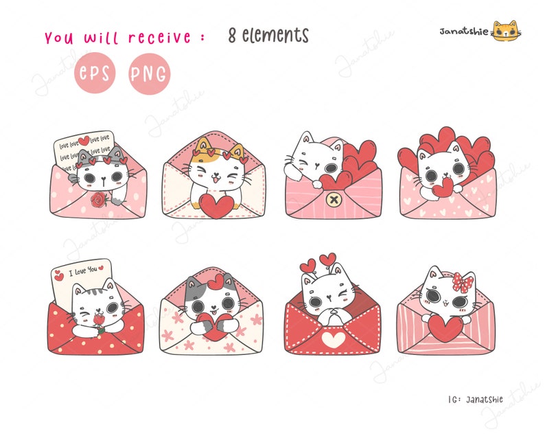 Cat Mail Clipart Valentine Cat Png Delivery Cat Kitten in Envelope ...