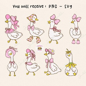 Cottagecore Goose Clipart Cute Spring Silly Goose SVG, Coquette Silly ...