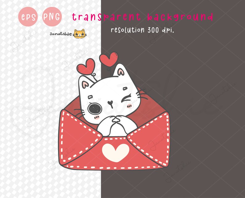 Cat Mail Clipart Valentine Cat Png Delivery Cat Kitten in Envelope ...